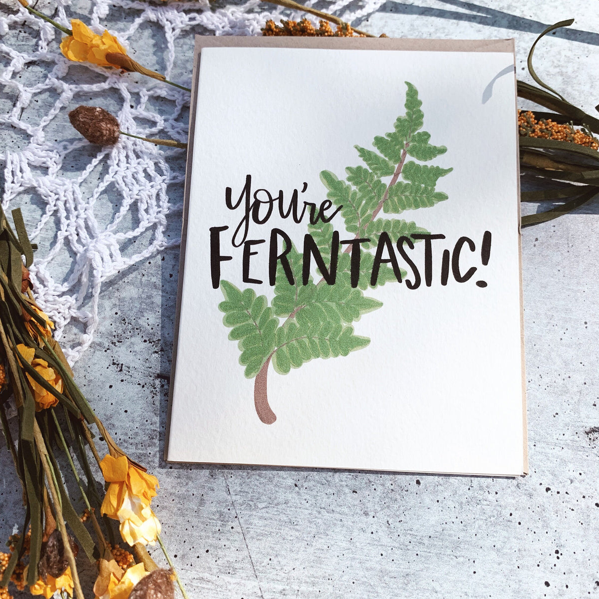 Plant Pun Greeting Card--"You're Ferntastic" – Artfully Morgan