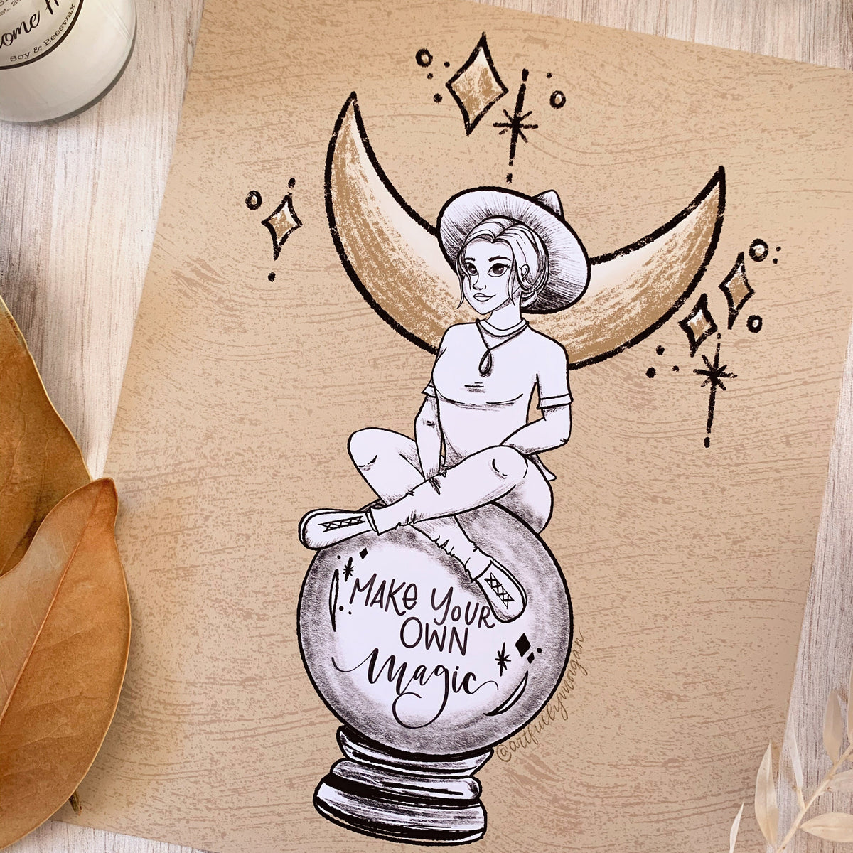 Make Your Own Magic Witch Character Art Print, Crystal Ball Art ...